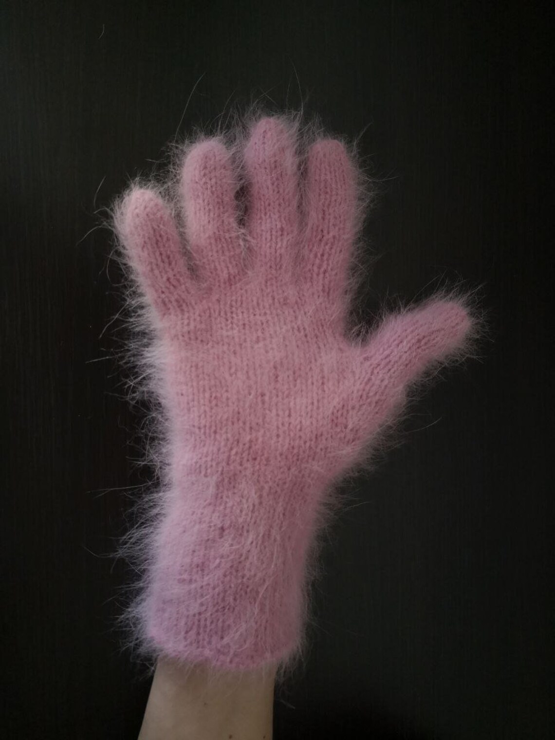 Angora Knit Pink Gloves Women Handknit Mittens - Etsy
