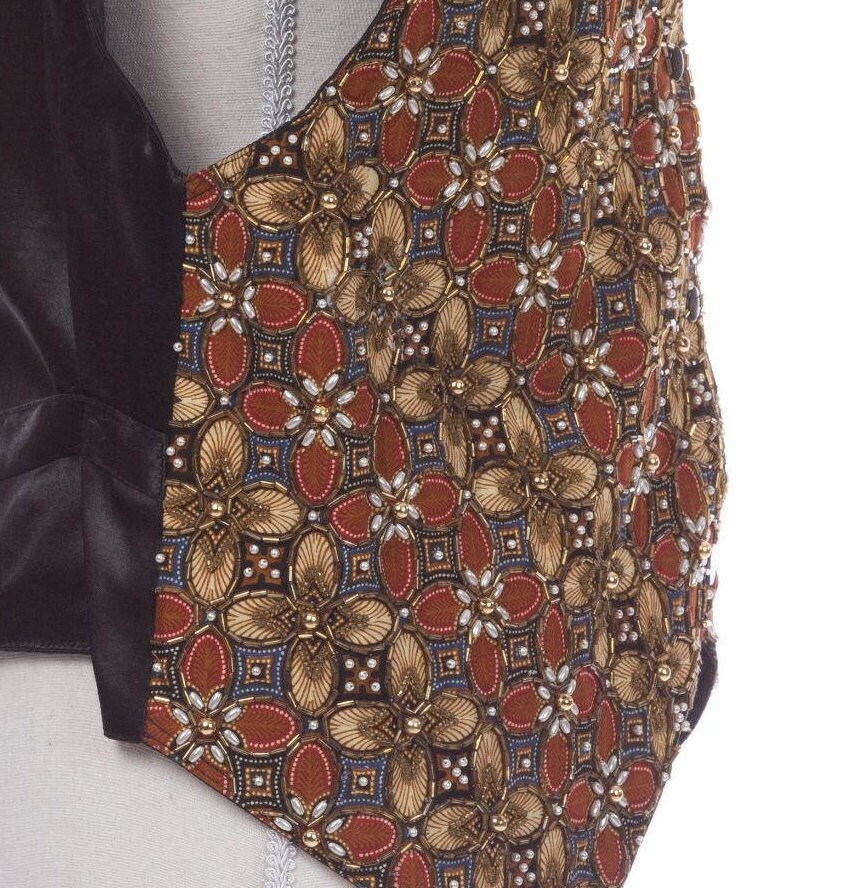 Vintage Bali Chic Brand One Size Hand Beaded Silk Vest Imported Boho ...