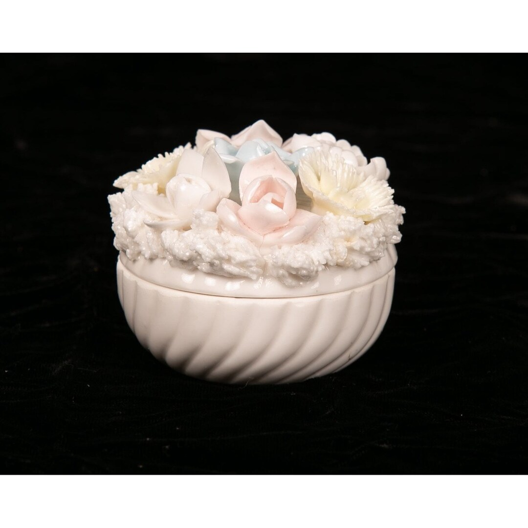 Vintage Ardalt Japan Applied Flowers Trinket Box With Lid - Etsy