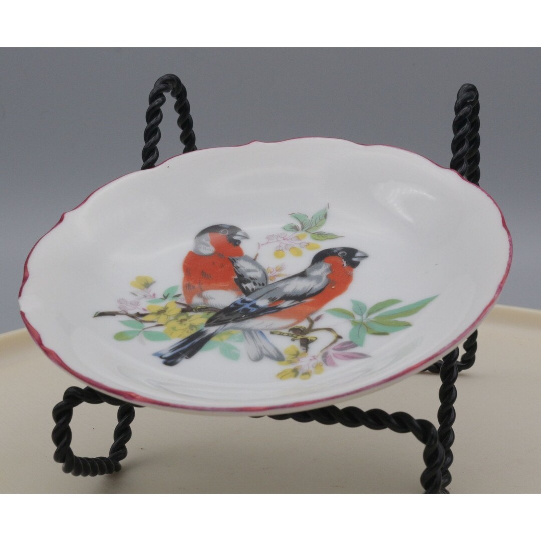 Vintage Red Birds Floral Porcelain Trinket Dish Plate AS IS - Etsy