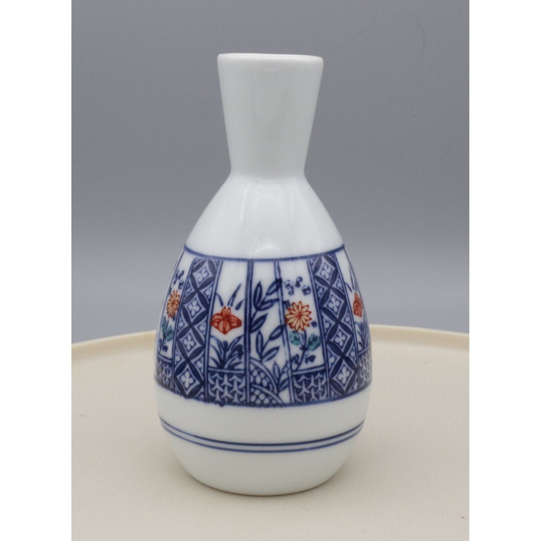 Vintage Japanese Hand Painted Ceramic Floral Sake Bottle or Bud Vase - Etsy