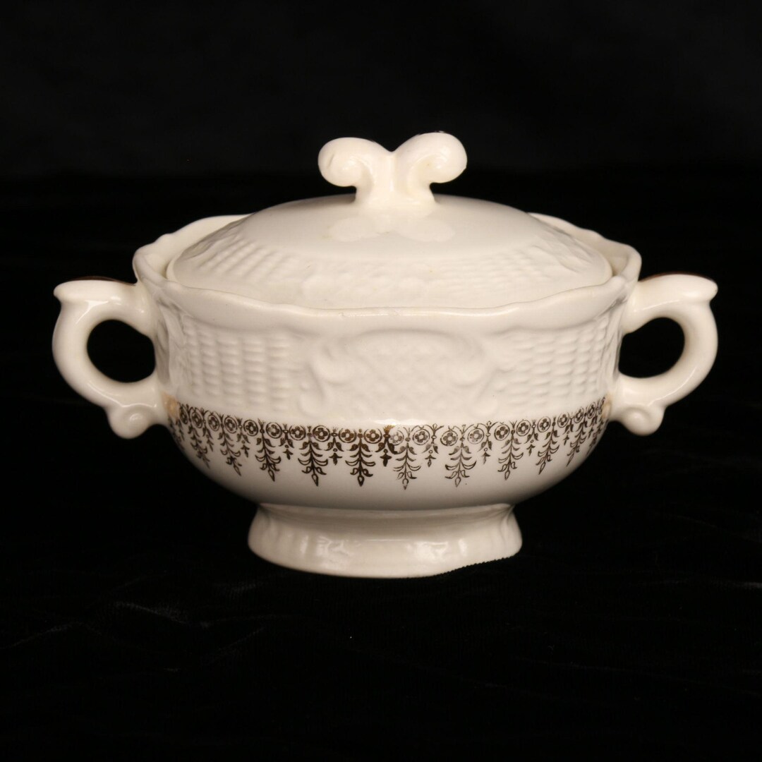 Vintage Canonsburg Pottery Sugar Bowl With Lid Goldette Pattern - Etsy