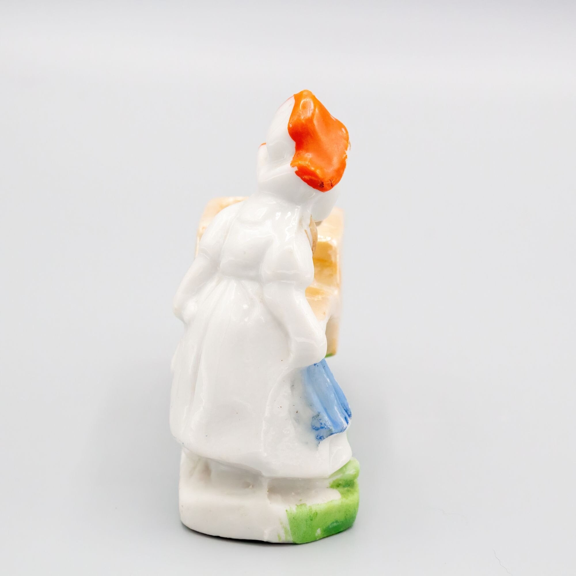 Vintage Miniature Ceramic Figurine Dutch Girl With Wheelbarrow Hand ...
