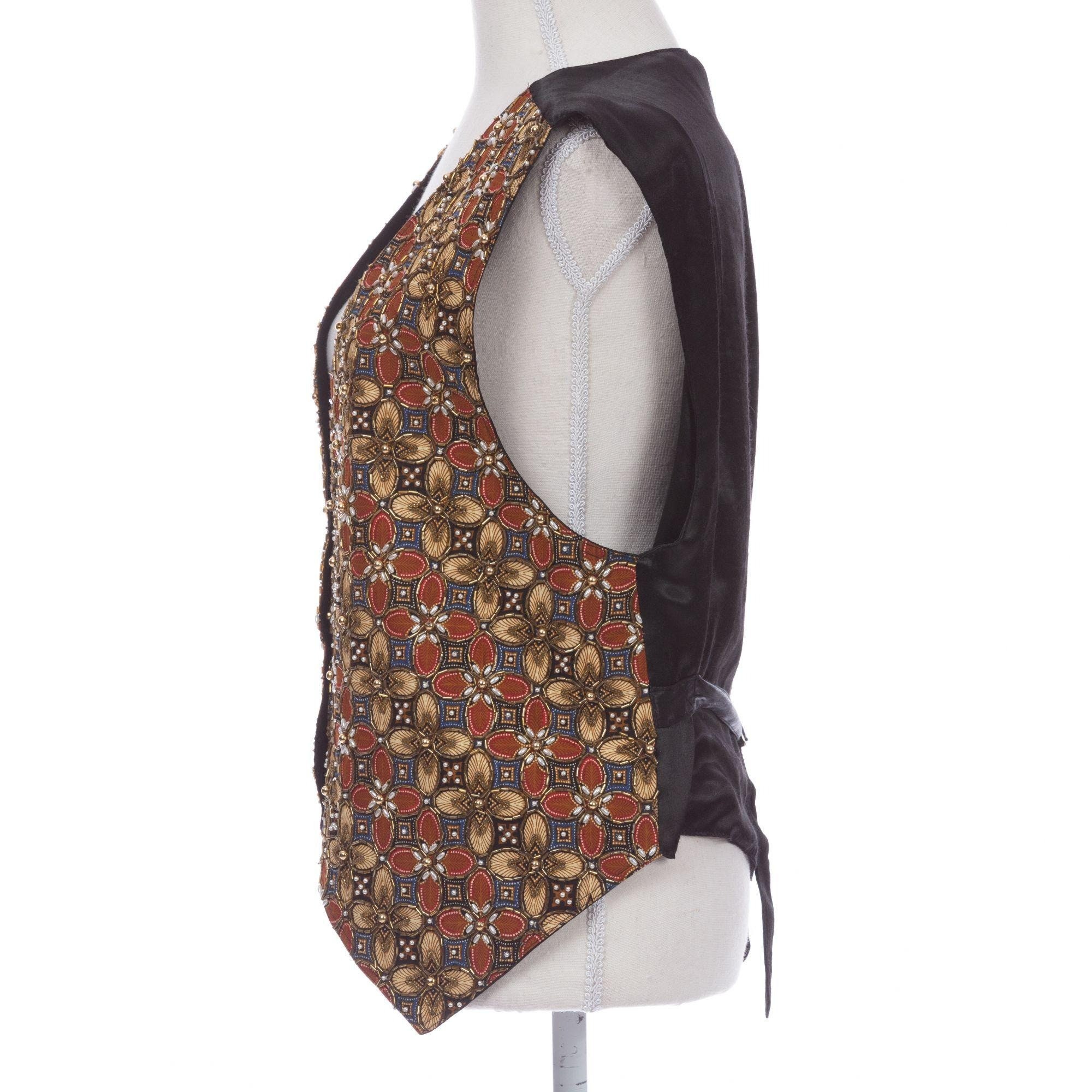 Vintage Bali Chic Brand One Size Hand Beaded Silk Vest Imported Boho ...