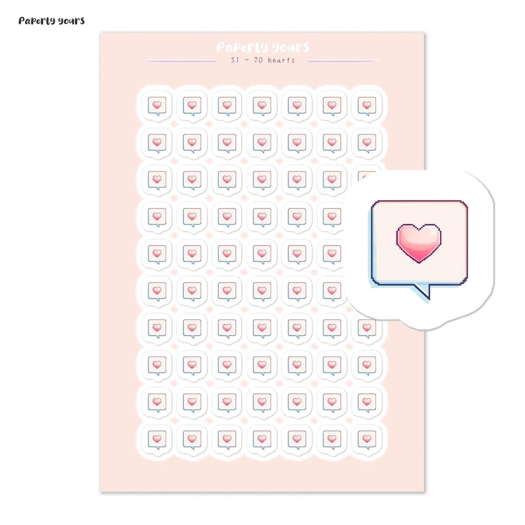 X35 Cute HEART STICKERS, 35 Planner Stickers, Small Cute Planner ...