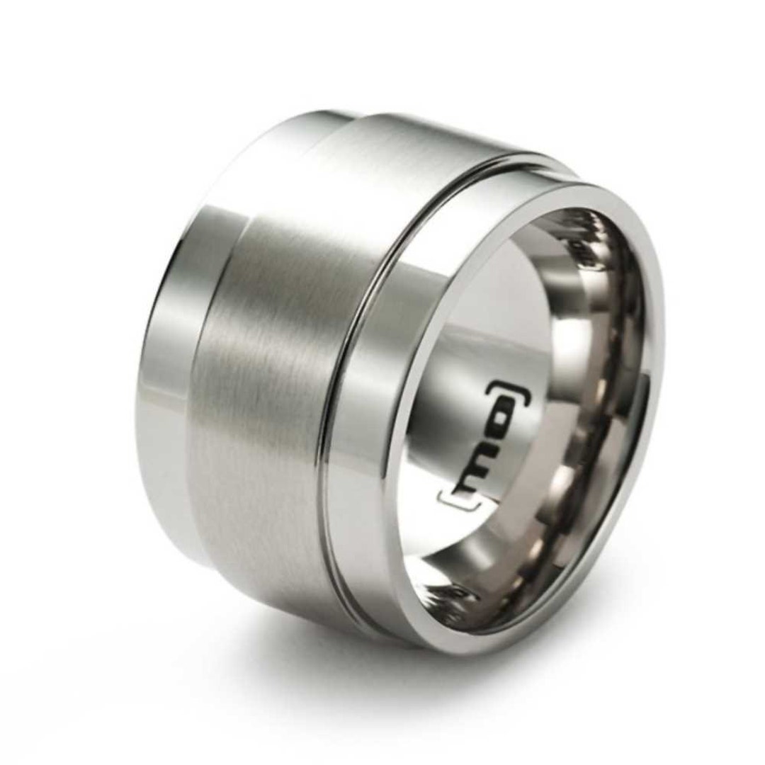 Raised Band Ring, Solid - 14 Mm Wide - Partially Matte Stainless Steel ...