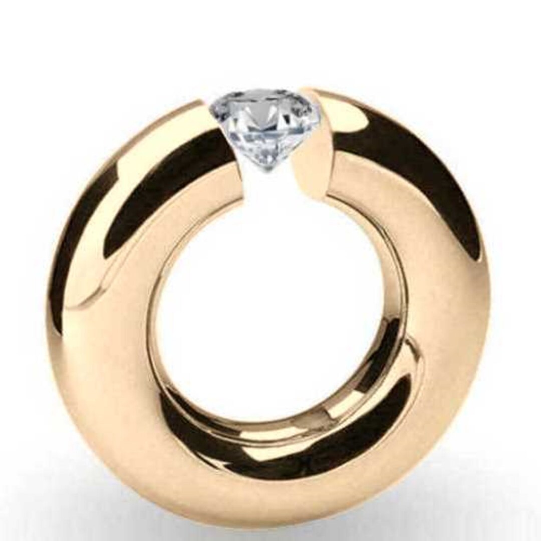 Eye-catcher Clamping Ring 8mm 925/000 Silver Gold Plated Cubic Zirconia ...
