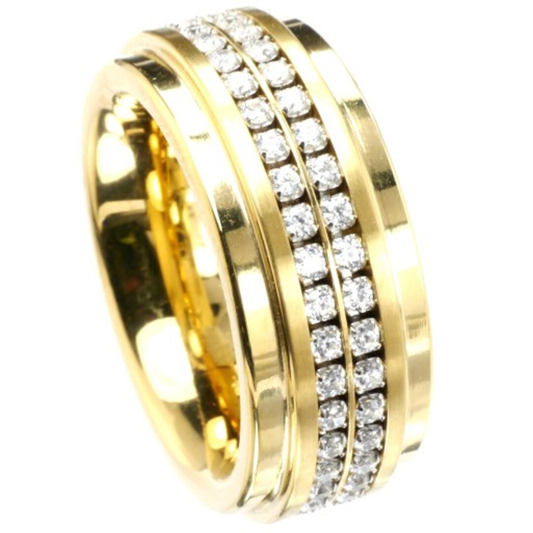 SINGLE PIECE | Ring | Step | Stainless Steel | Gold Plated | Zirconia ...