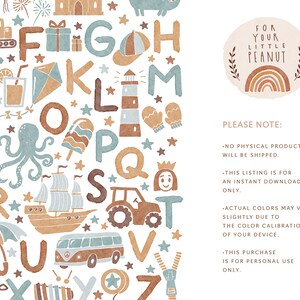 ABC Poster Nursery Wall Art Alphabet Poster Nursery Decor Printable ...