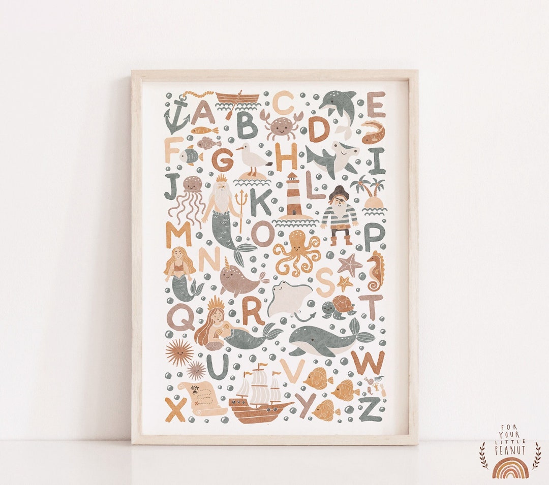 ABC Poster Nursery Wall Art Alphabet Poster Nursery Decor Printable ...