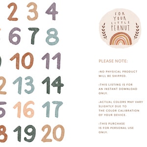 Nursery Wall Art Numbers Poster Nursery Decor Printable Wall Art ...