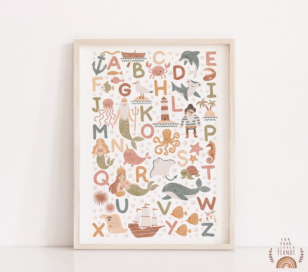 ABC Poster Nursery Wall Art Alphabet Poster Nursery Decor Printable ...