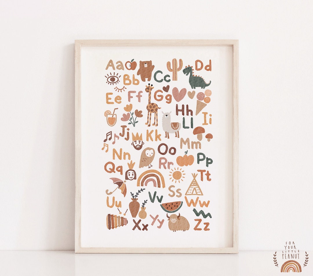 ABC Poster Nursery Wall Art Alphabet Poster Nursery Decor Printable ...