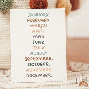Nursery Wall Art Months Poster Nursery Decor Printable Wall Art Nursery ...