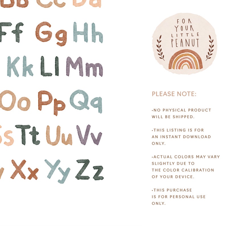 ABC Alphabet Nursery Poster, Kids Room Decor (digital Print) - Etsy