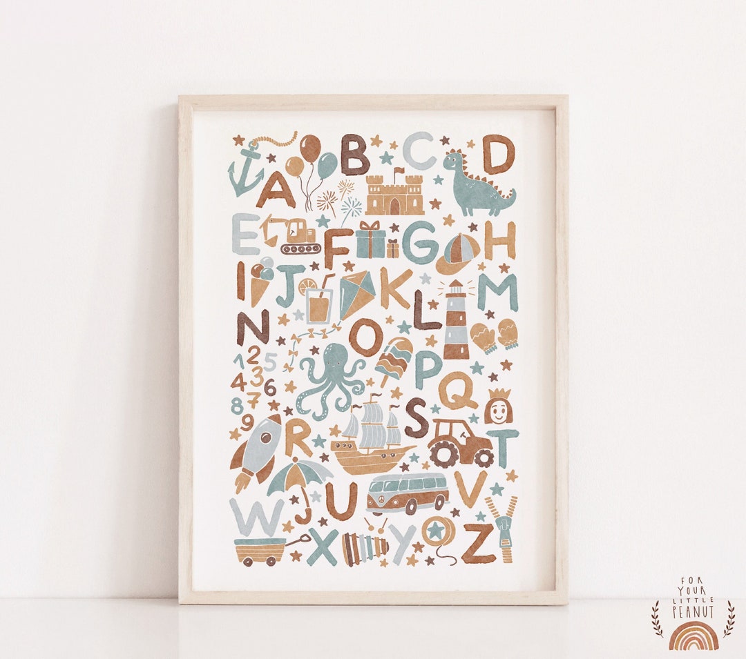ABC Poster Nursery Wall Art Alphabet Poster Nursery Decor Printable ...