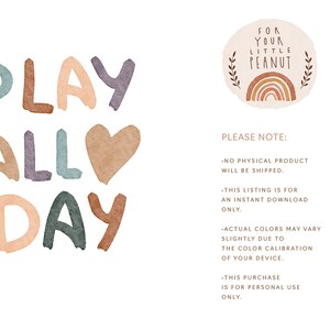 Play All Day Nursery Wall Art Nursery Decor Printable Wall Art Nursery ...