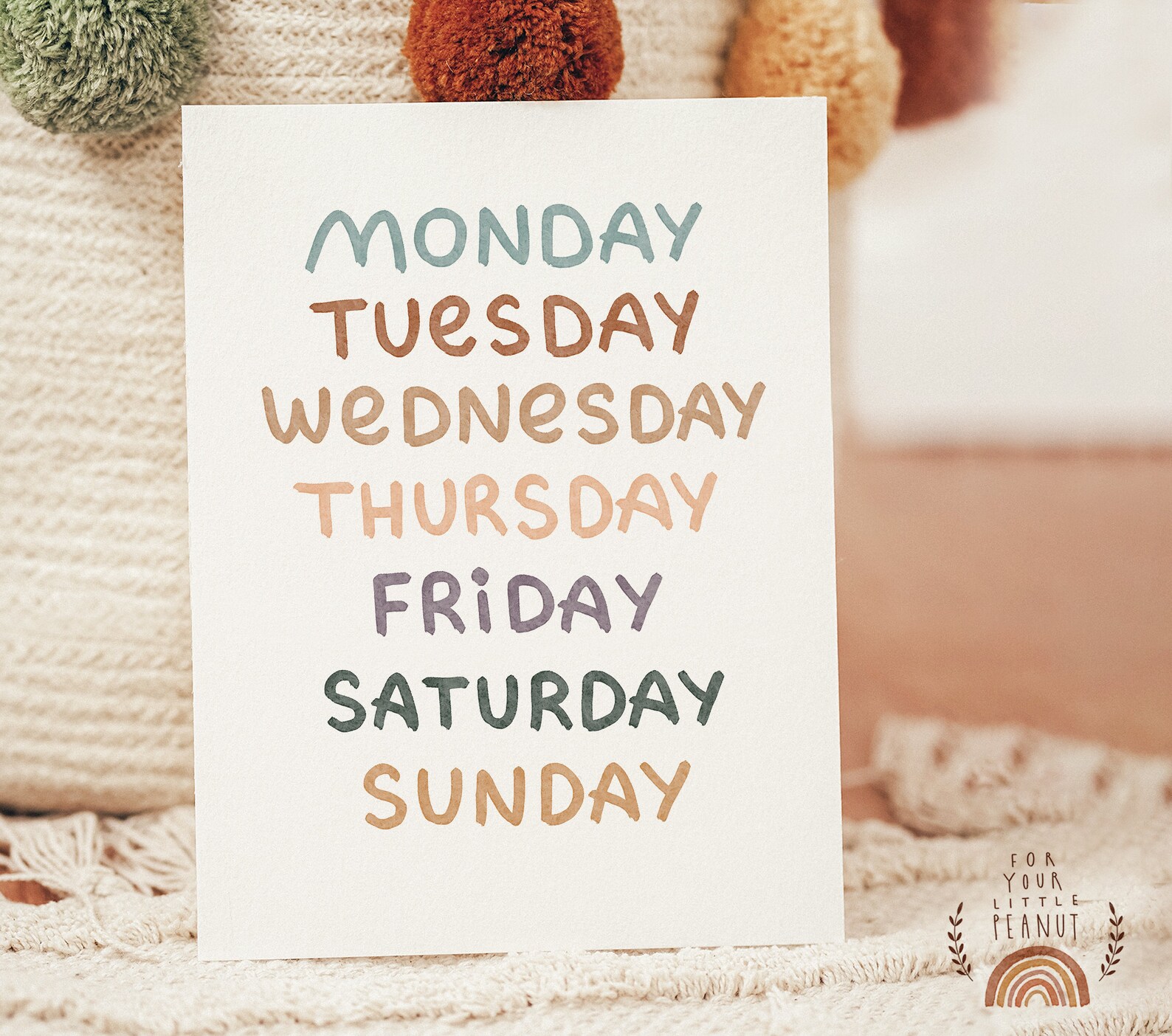 Days of the Week Nursery Print, Playroom Wall Art (digital Download) - Etsy