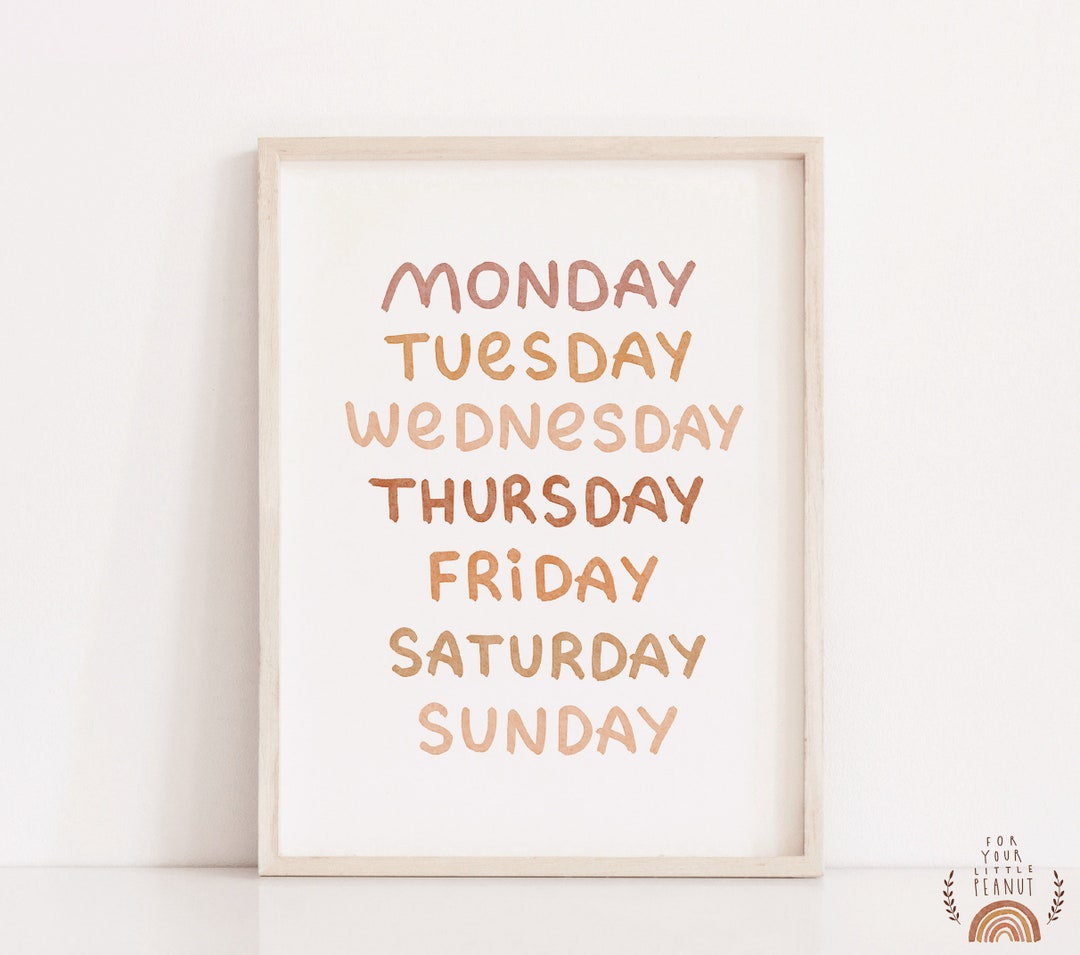 Days of the Week Nursery Print, Kids Room Decor (digital Download) - Etsy