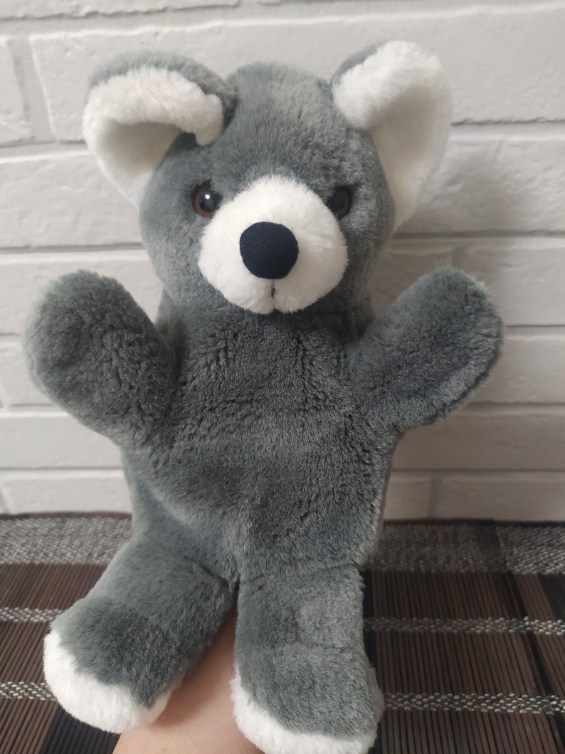Vintage Full Body Teddy Bear Hand Puppet/plush Gray Bear Glove Puppet ...