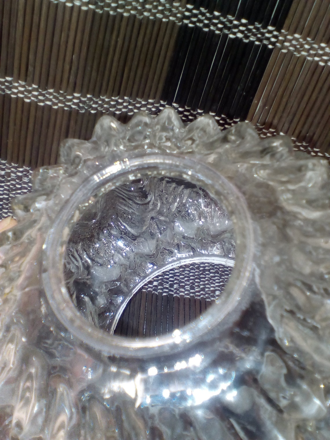 Vintage Modern Replacement Pressed Glass Lamp Shade/op-art Clear Glass ...