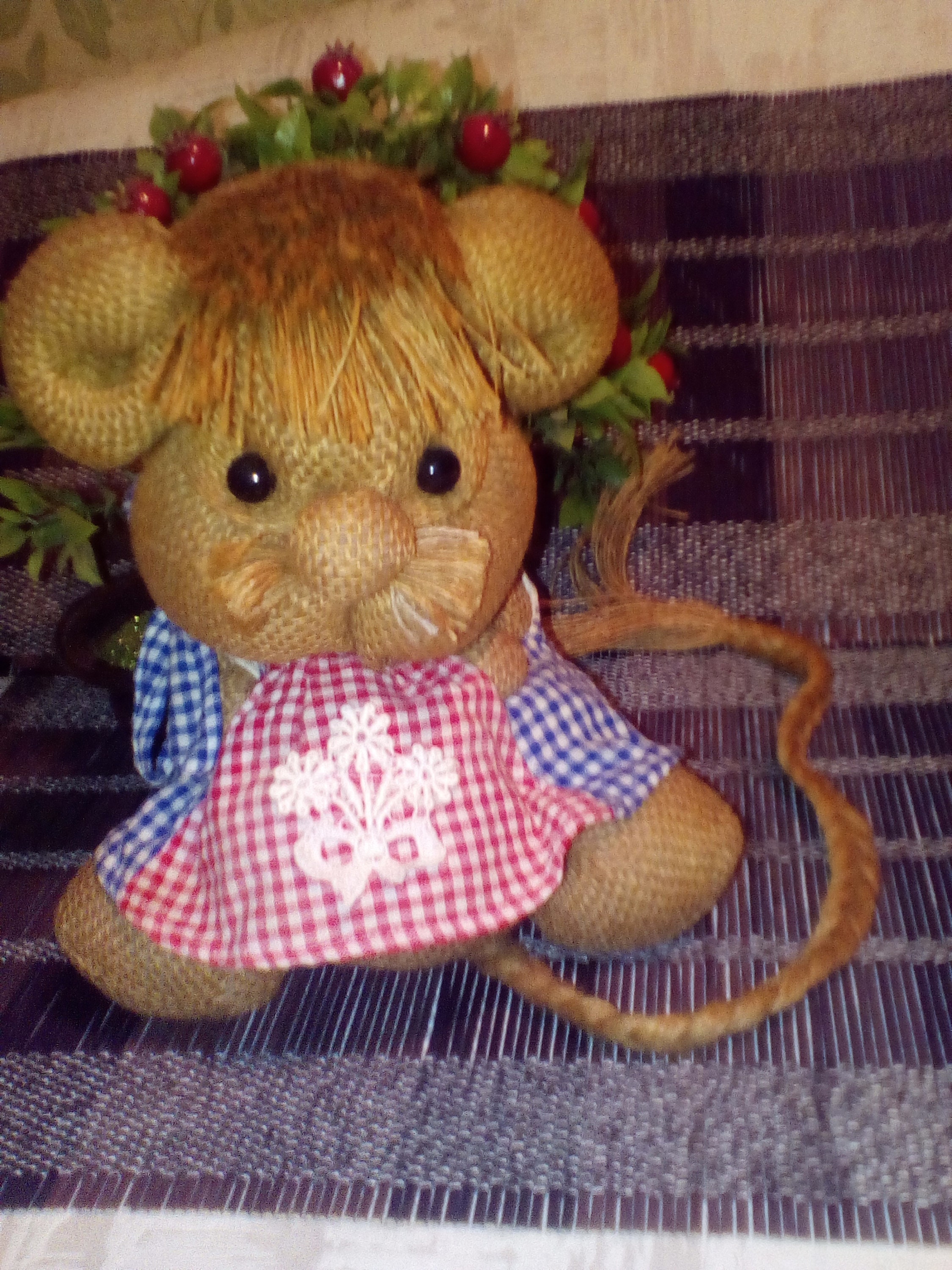 Big Handmade Burlap Mouse/Stuffed Sackcloth Toy/Kitchen Decor/ Rustic ...