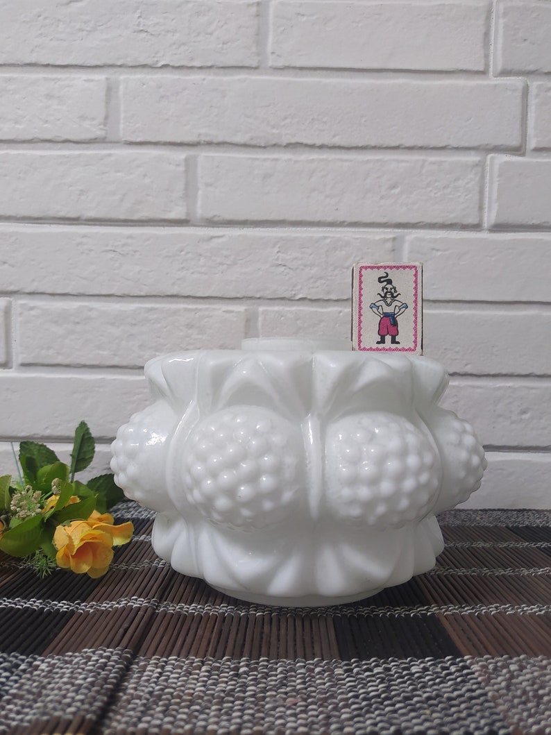 Midcentury Art Deco Milk Glass Lamp Shade/pressed Glass Replacement ...