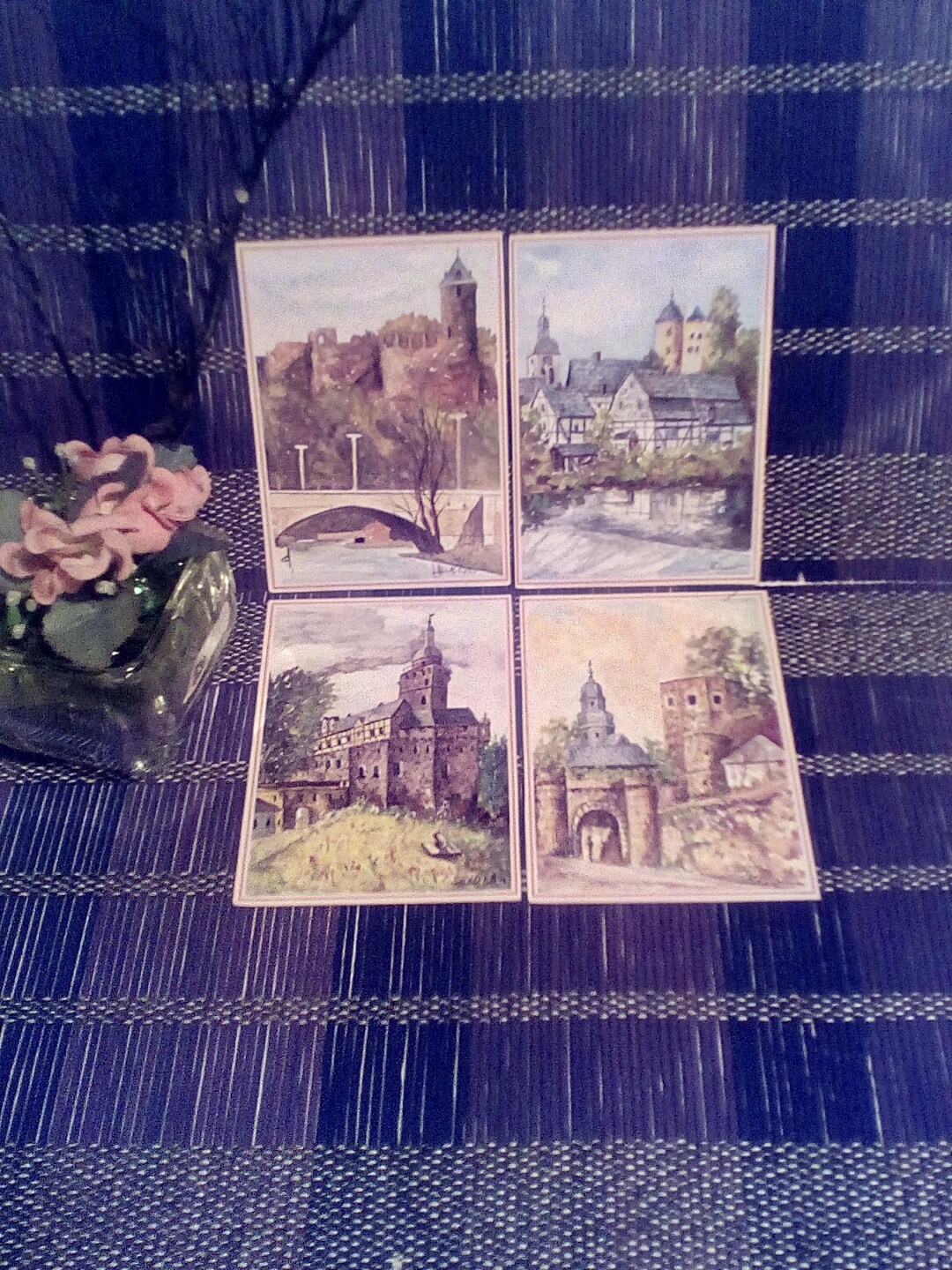 Set of 4 Fine Art Postcards/ German Castles/watercolor/blank Vintage ...