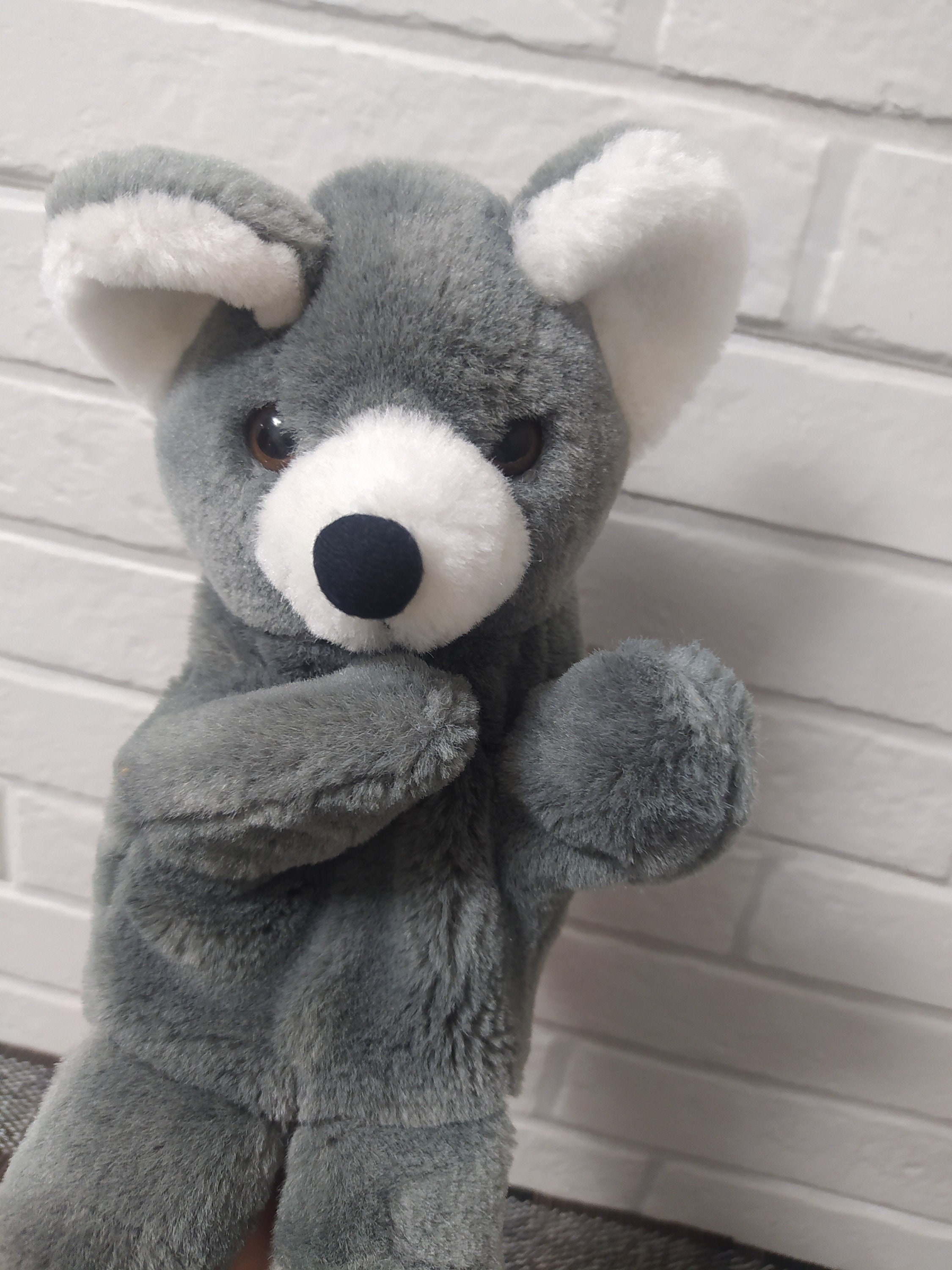 Vintage Full Body Teddy Bear Hand Puppet/plush Gray Bear Glove Puppet ...