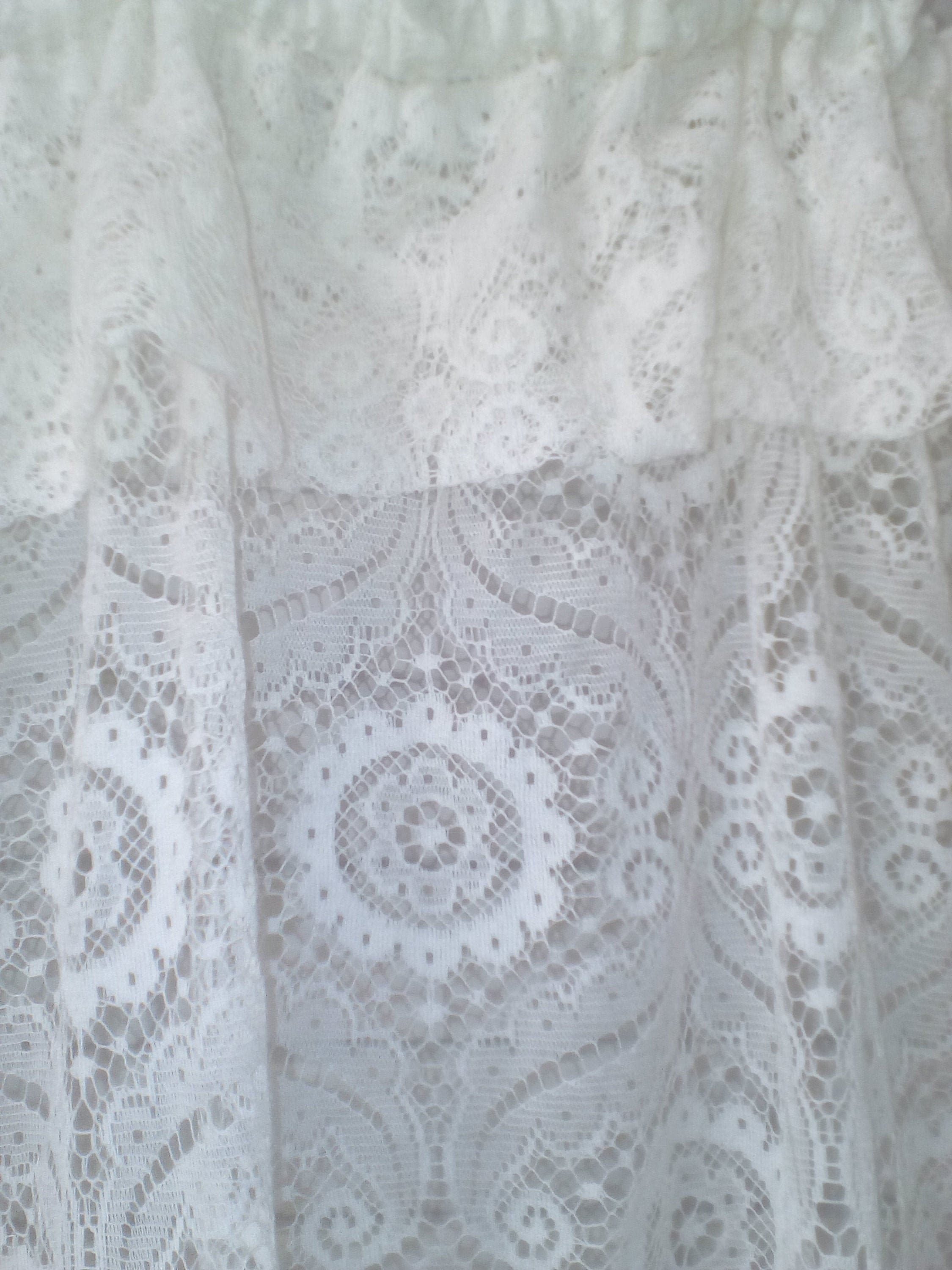 Vintage Valanced White Floral Lace Curtain/german Lace Net Curtain ...