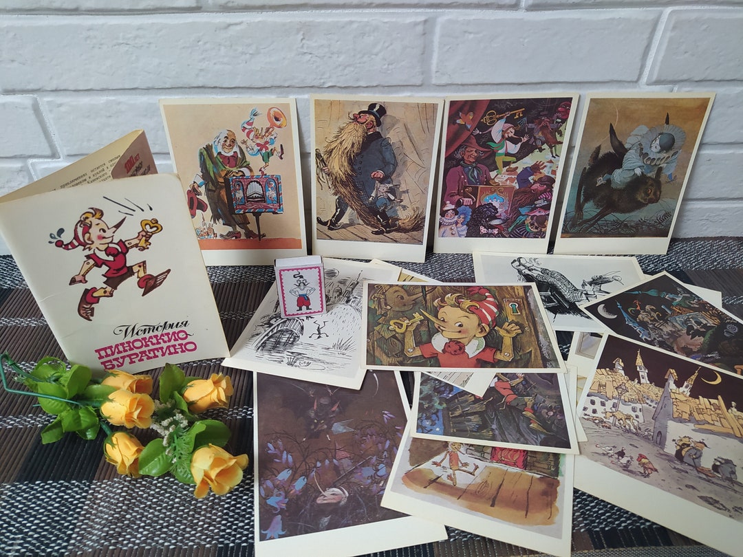 Pinocchio-buratino Postcards Set/soviet Illustrations/collectible 100th ...
