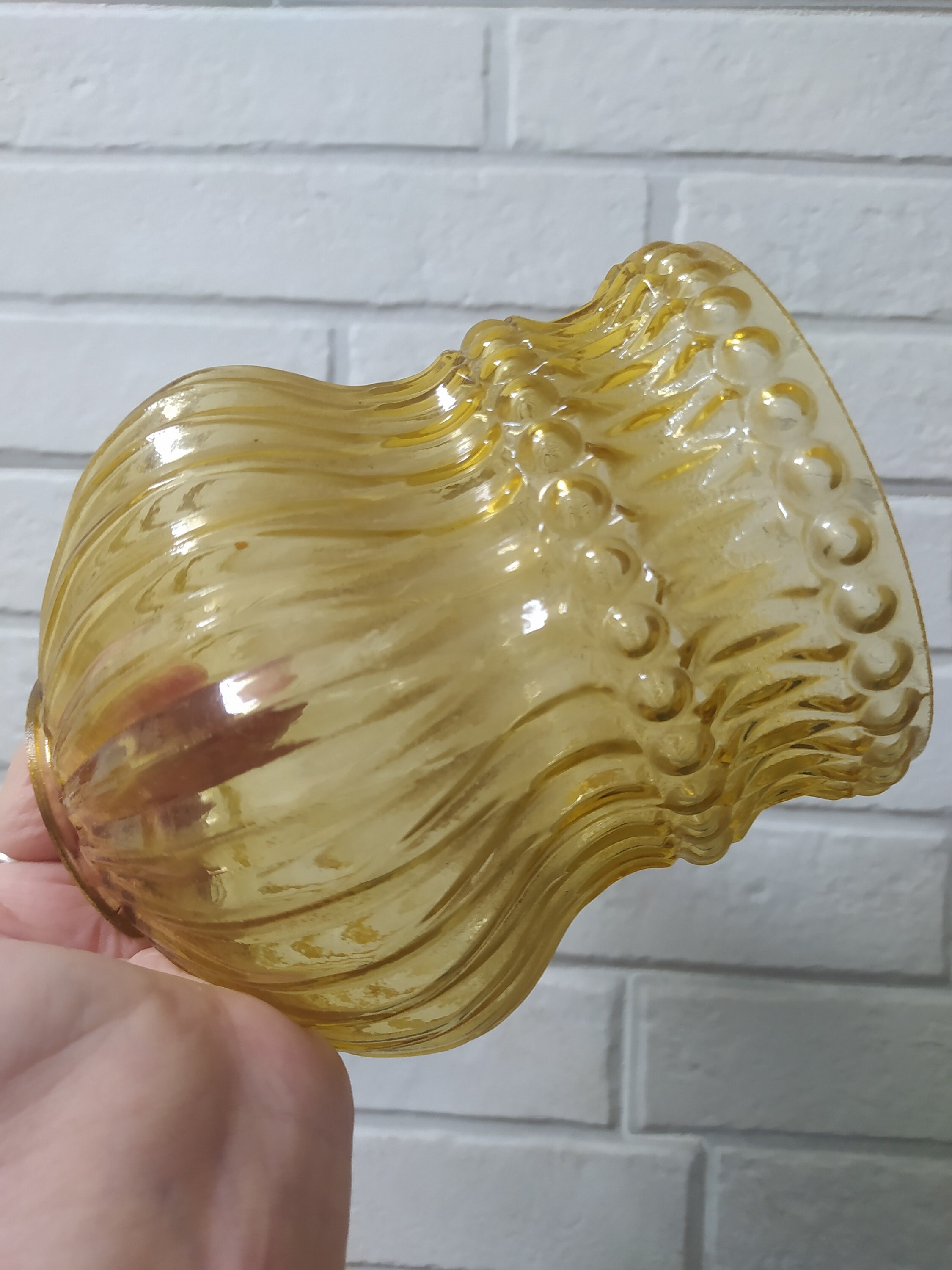 Vtg Amber Glass Lamp Shade/ribbed Lamp Shade/pressed Glass Lamp Shade ...