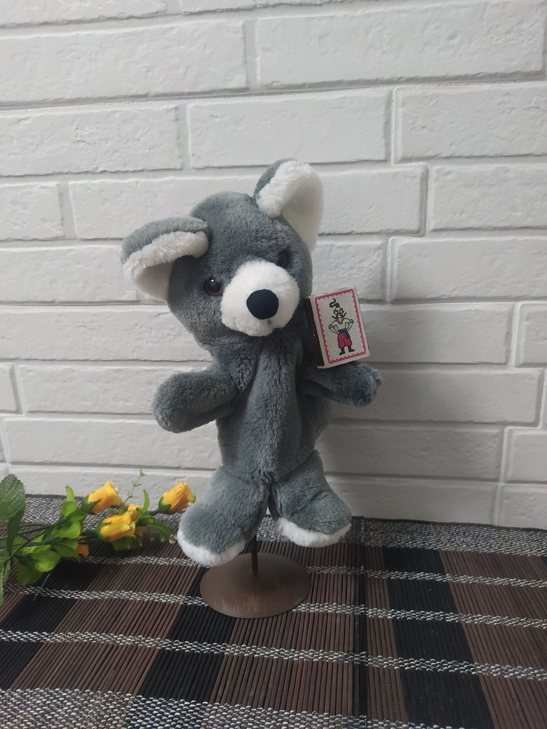 Vintage Full Body Teddy Bear Hand Puppet/plush Gray Bear Glove Puppet ...