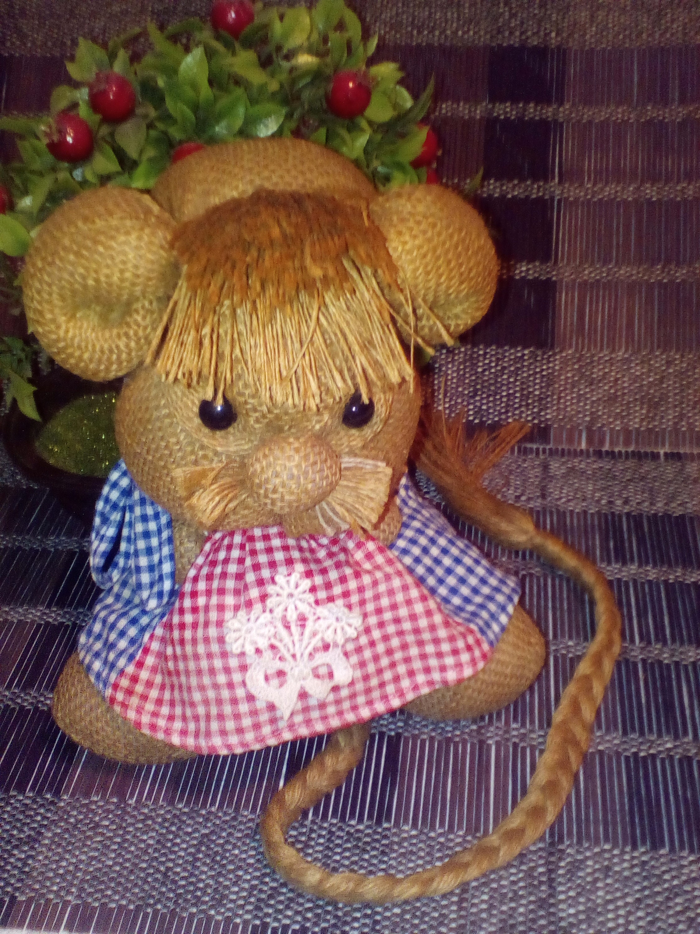 Big Handmade Burlap Mouse/Stuffed Sackcloth Toy/Kitchen Decor/ Rustic ...