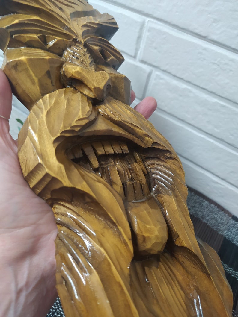 Vtg Carved Wood Demon Wall Mask/hand Carved Oni Mask/rustic - Etsy