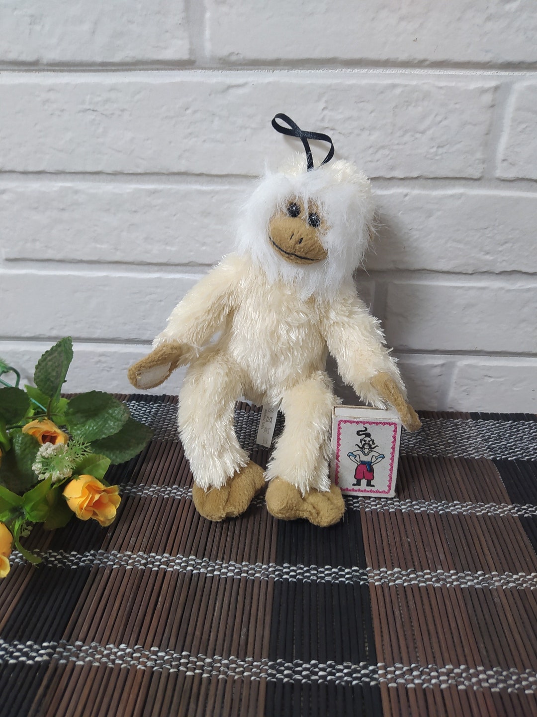 Vintage White Plush Monkey Toy/hanging Sticky Hands Monkey/small Monkey ...