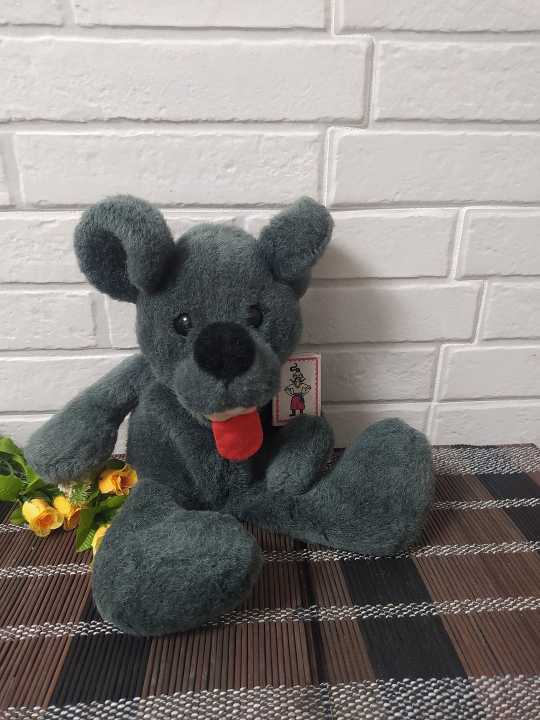 Vintage Gray Wolf Plush Toy/wolf Cuddly Toy With Open Mouth/stuffed ...