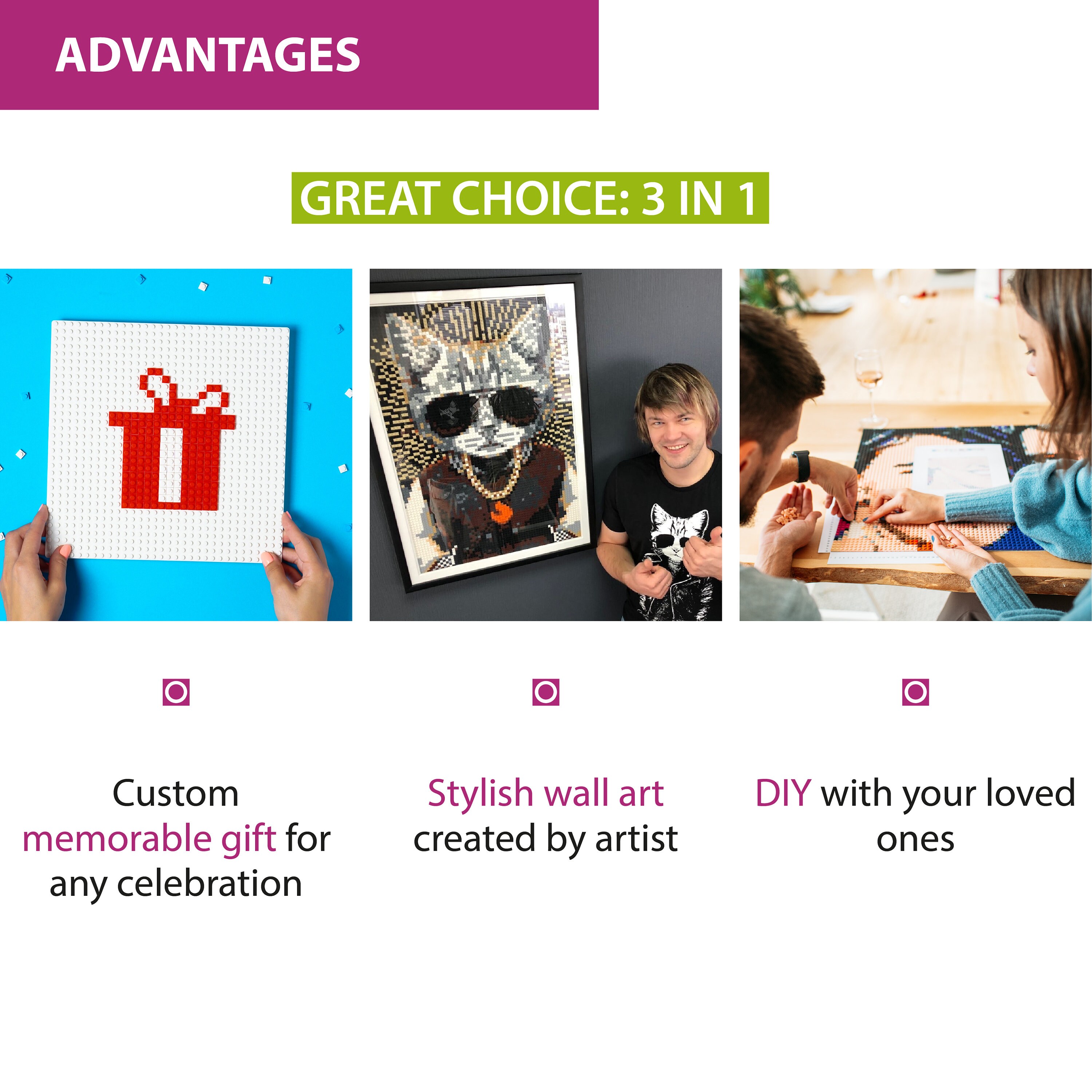 Jigsaw Puzzle Individual Pixel Art 30x20 77x51 cm / Family | Etsy