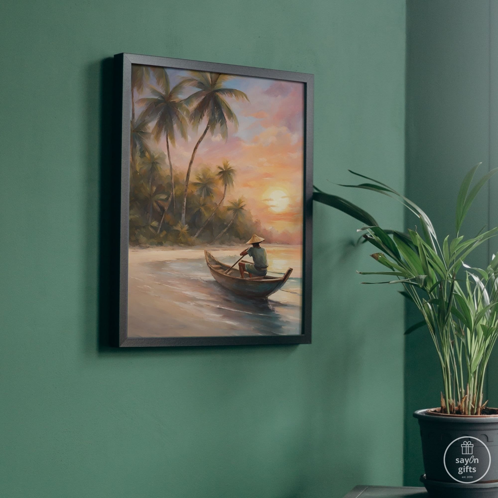 Philippines Sunset Art Poster | Filipino Beach and Fisherman Wall Decor ...