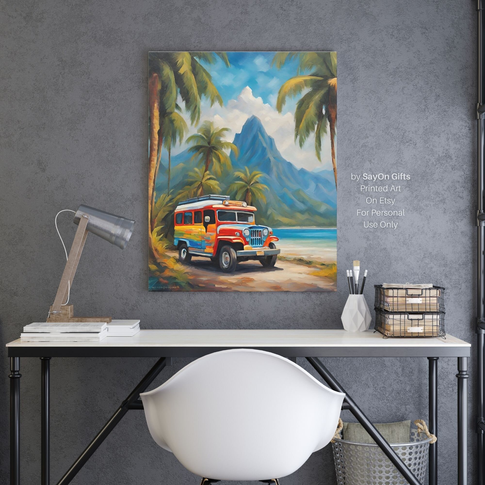 Philippines Jeepney Art Print: Tropical Coastal Road Poster - Etsy