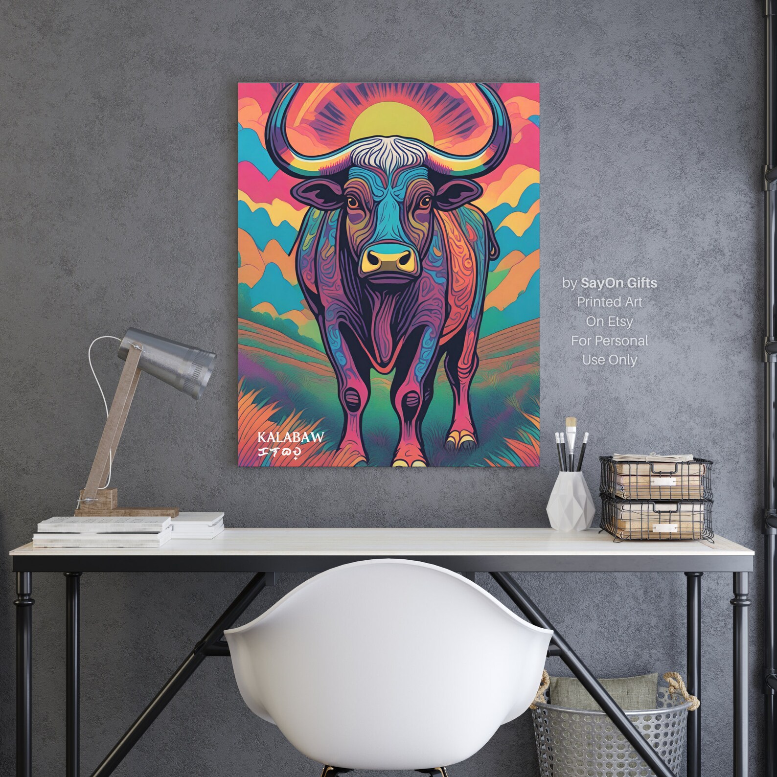 Psychedelic Carabao Art Print: Filipino Culture Wall Decor - Etsy