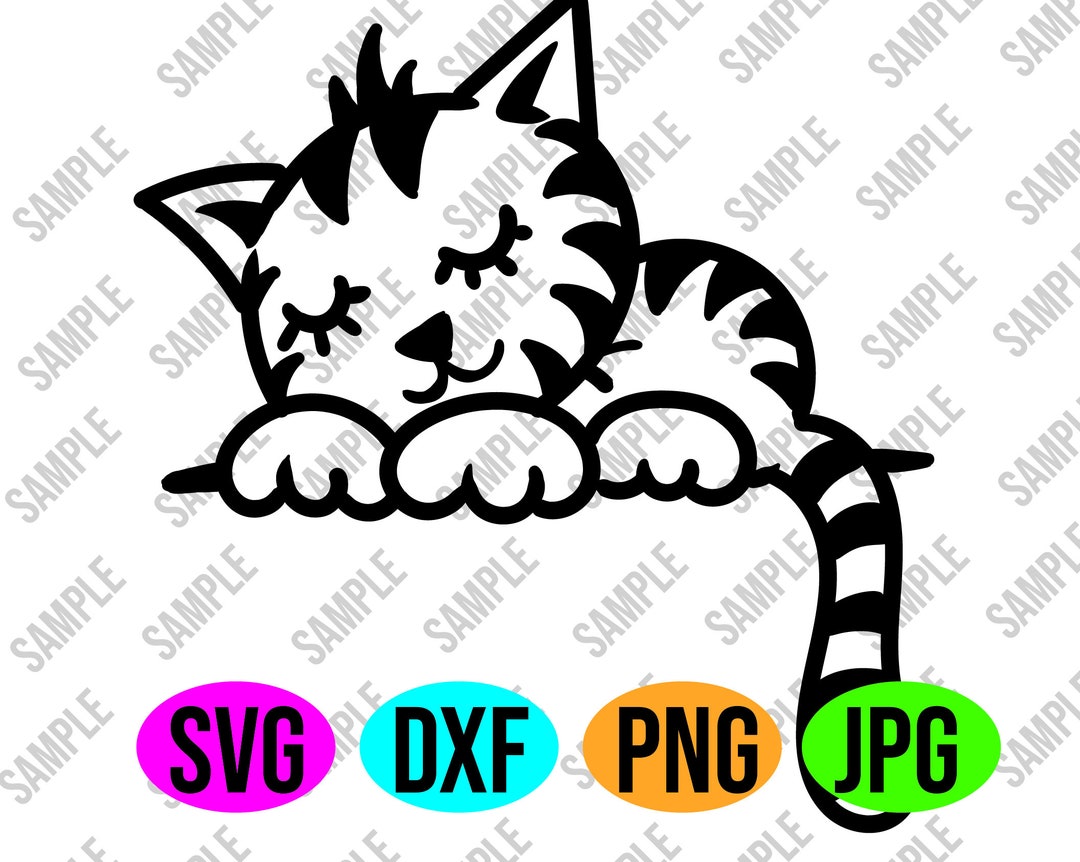 Sleeping Cat Cutting Cut Files, Sleeping Cat Clip Art, Sleeping Cat ...