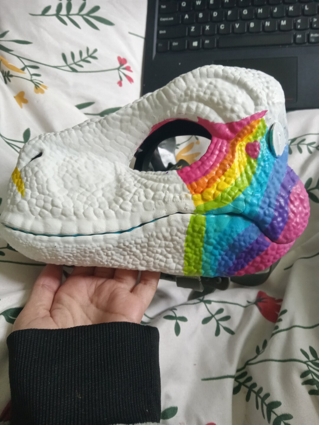 Rainbow Raptor Dino Mask - Etsy