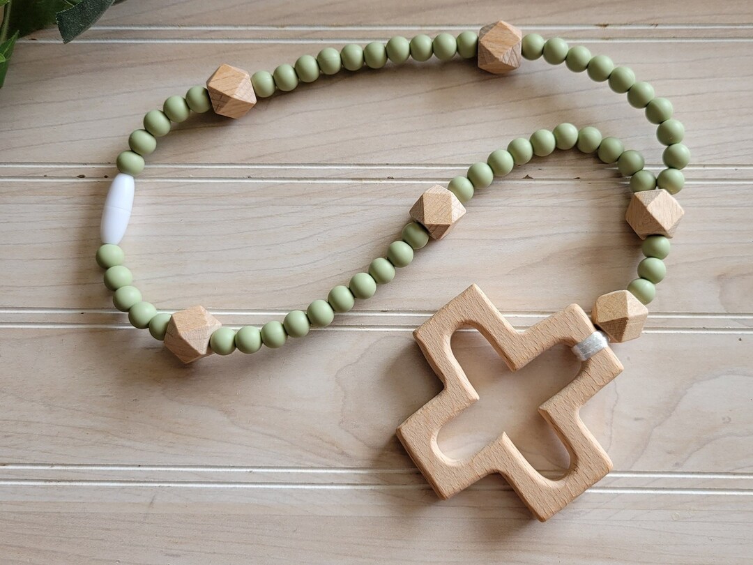 Silicone Beechwood Rosary, Baby and Child's First Rosary, Sensory Toy ...