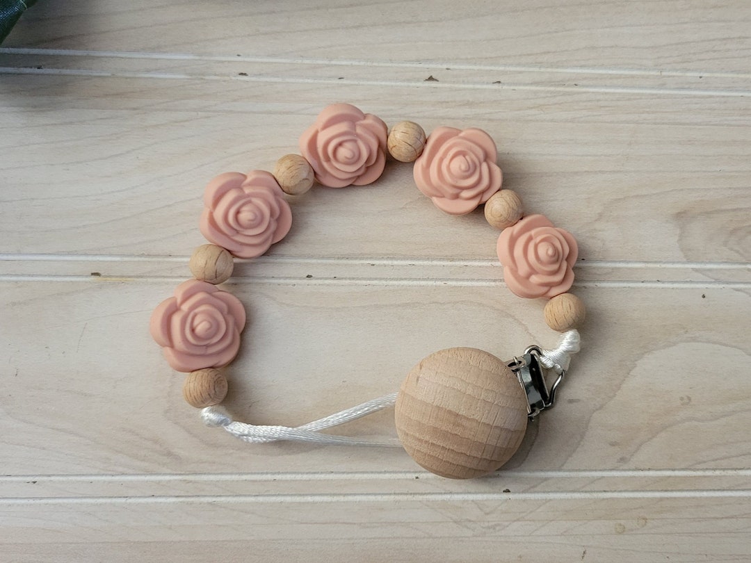 Silicone and Wood Pacifier Clip - Etsy