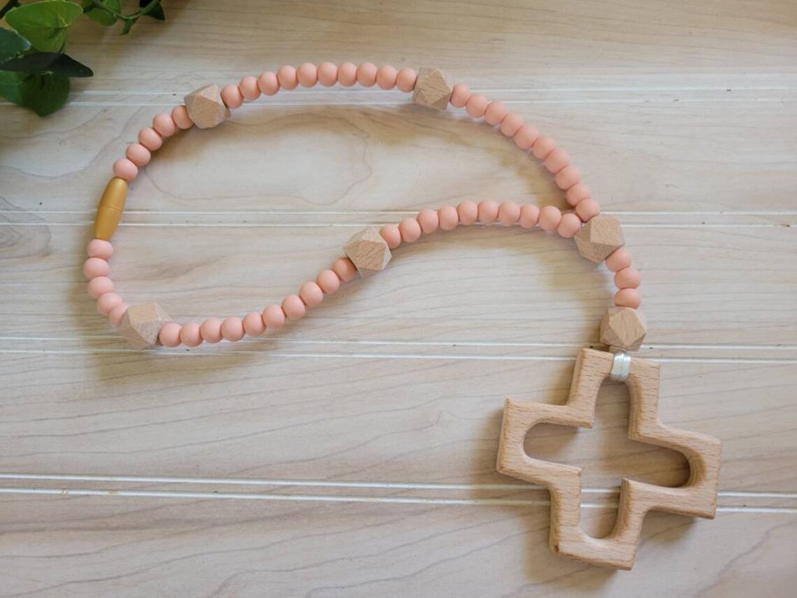 Silicone Beechwood Rosary, Baby and Child's First Rosary, Sensory Toy ...