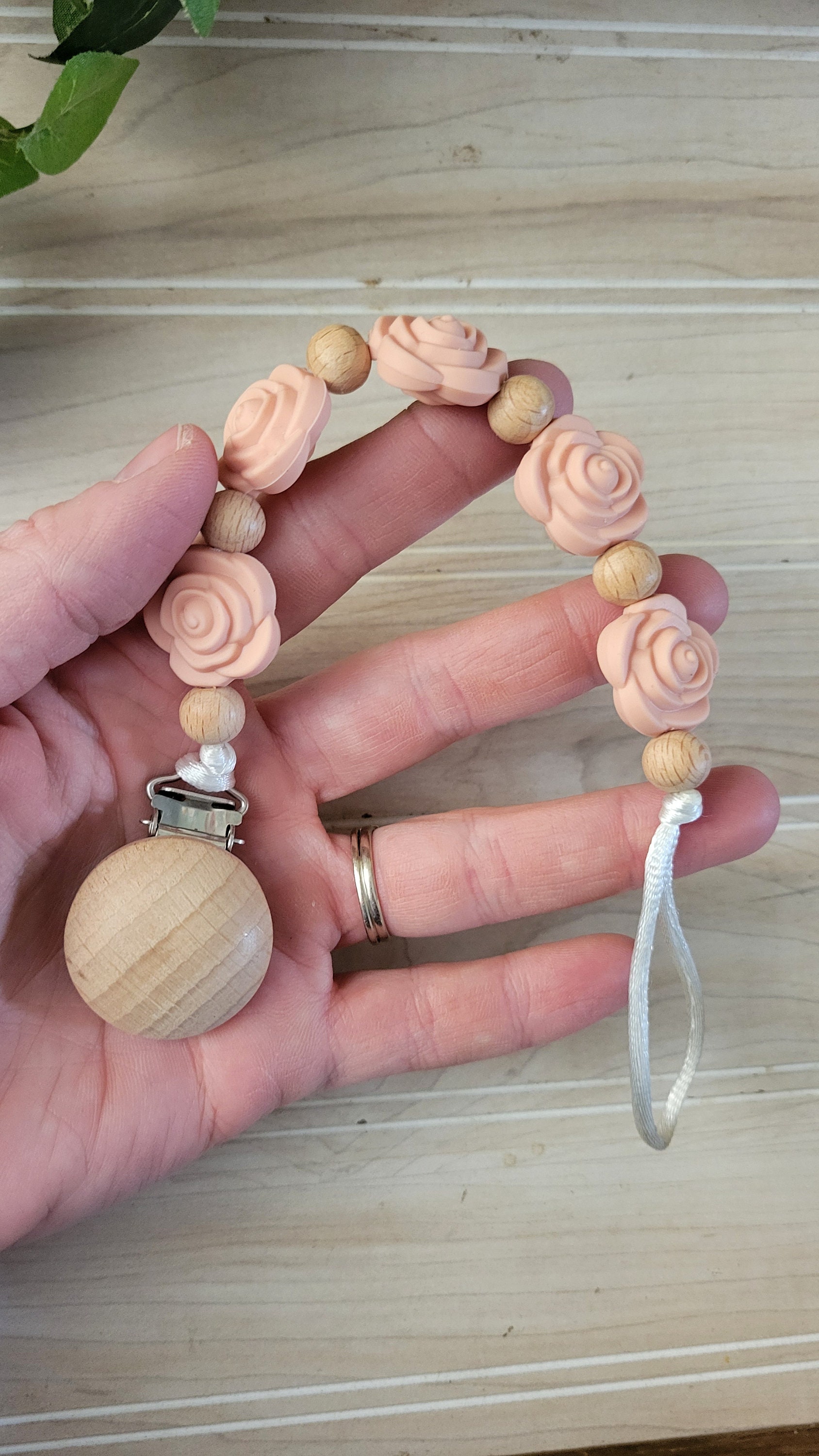 Silicone and Wood Pacifier Clip - Etsy