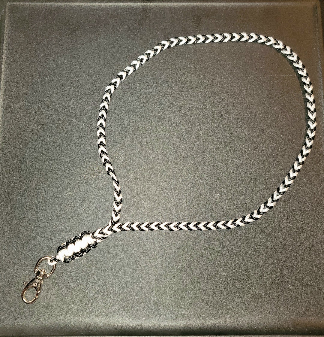 Black and White Braided Paracord Lanyard - Etsy