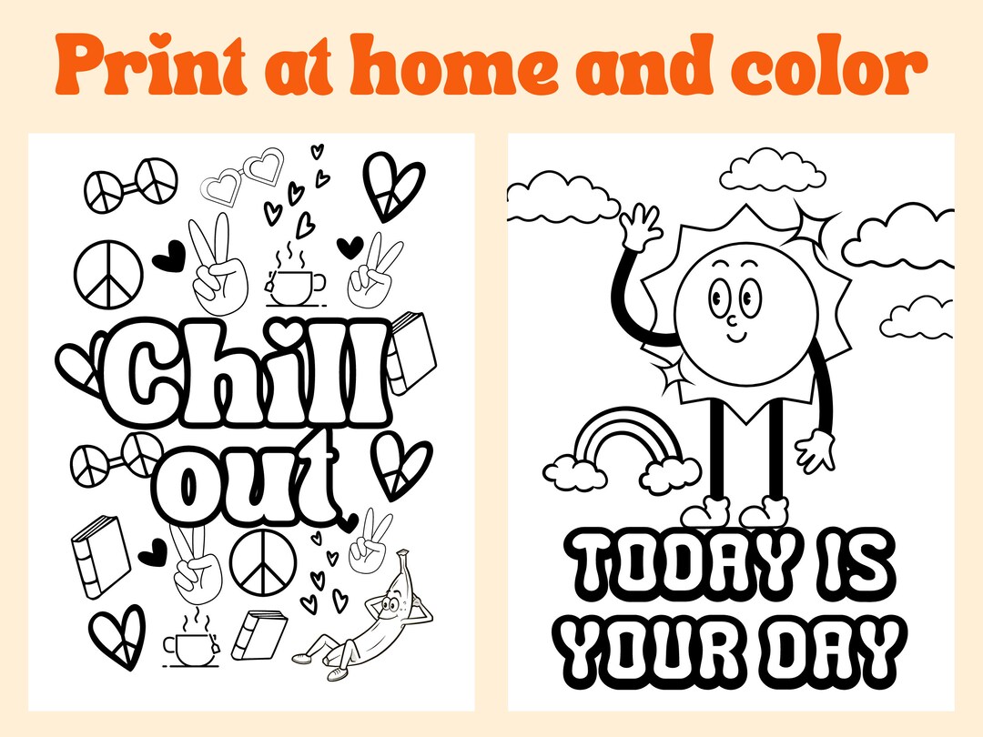 Groovy Printable Coloring Pages Printable Coloring Book - Etsy