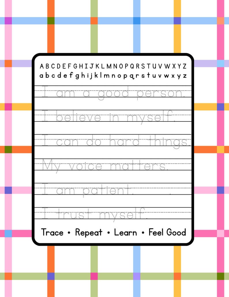 Handwriting Practice With Positive Affirmations: Kids Penmanship ...